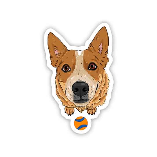Red Heeler Fetch Sticker | Artwork by AK